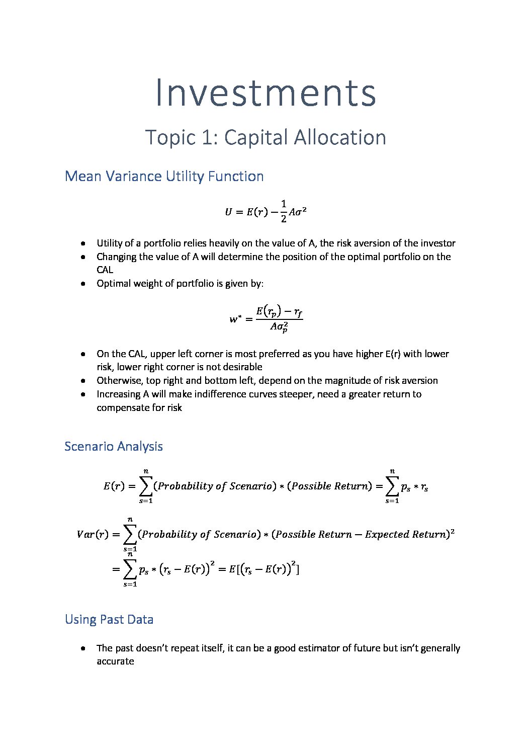 Notes for Investments (FNCE30001) at University of Melbourne | StudyLast