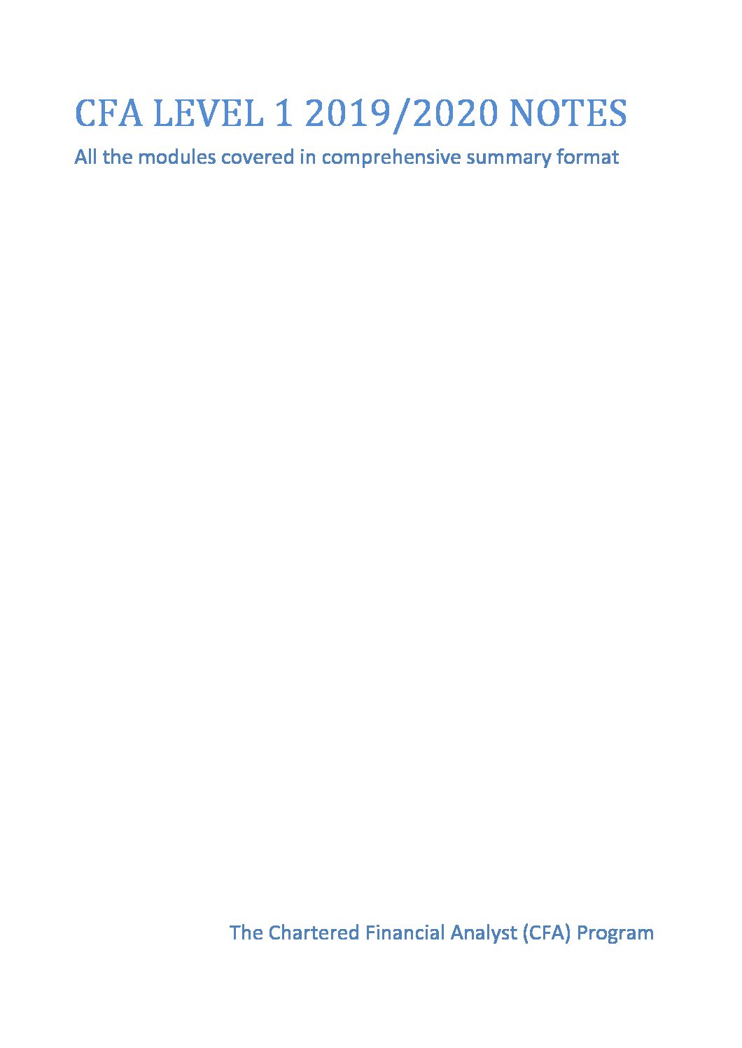 CFA® Level 1 Summary Notes – Prep Materials | StudyLast