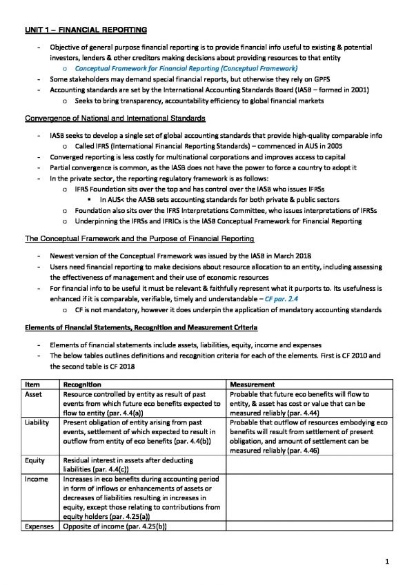 Notes for Financial Accounting and Reporting (FIN) at Chartered ...