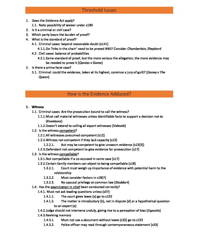 Notes for Evidence (LAWS2016) at University of Sydney (USYD) | StudyLast