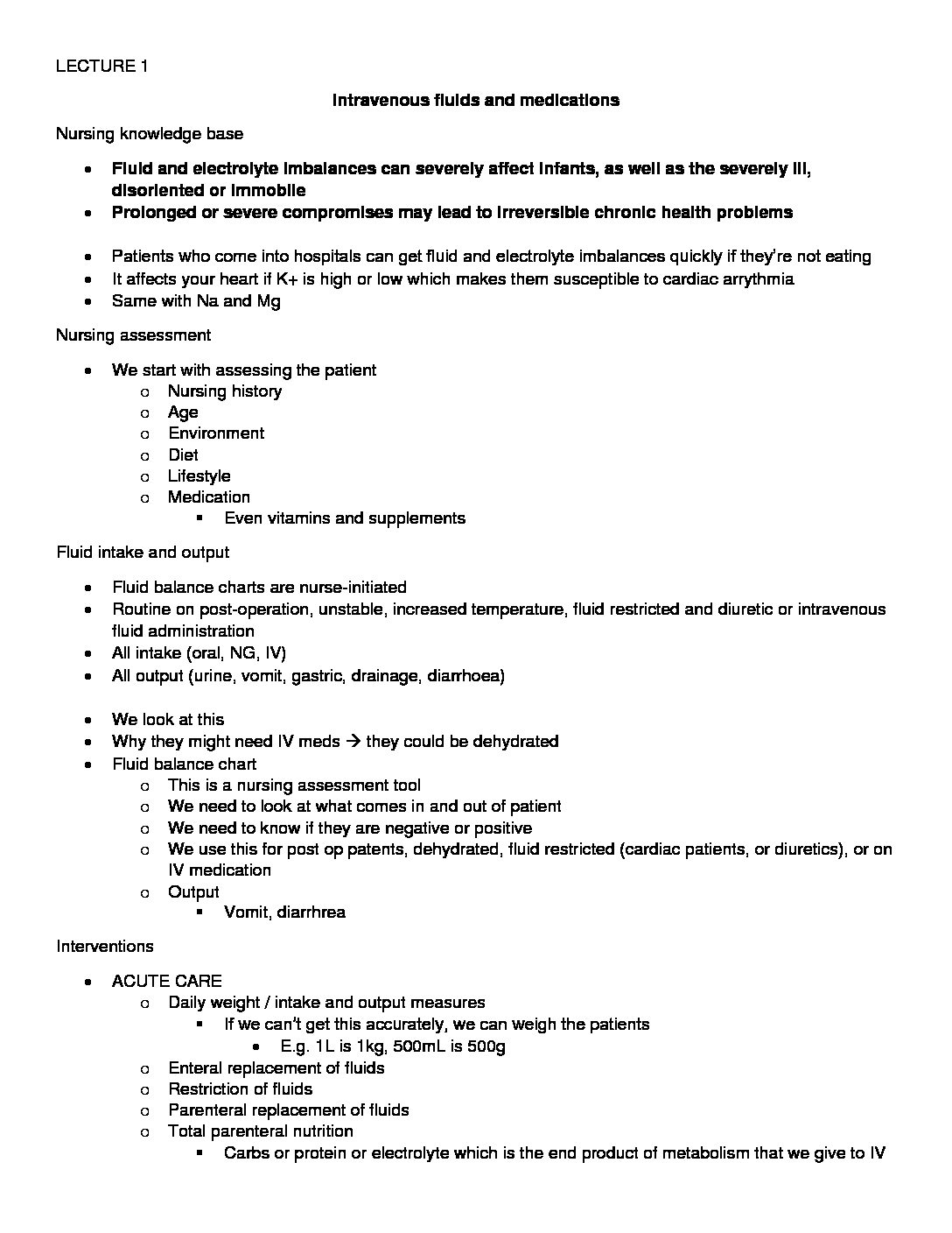 Notes for Nursing the Acutely ill Person (NURS5084) at University of ...