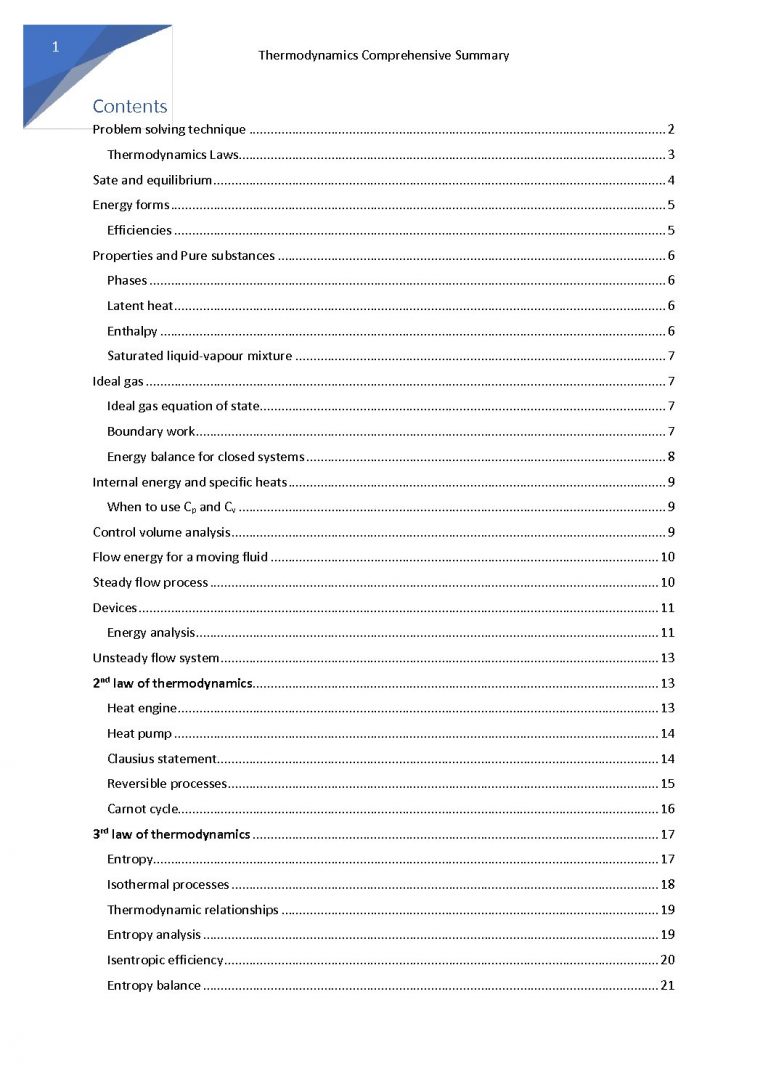 Thermodynamics (MEC2405 & CHE2164) comprehensive summary notes | StudyLast