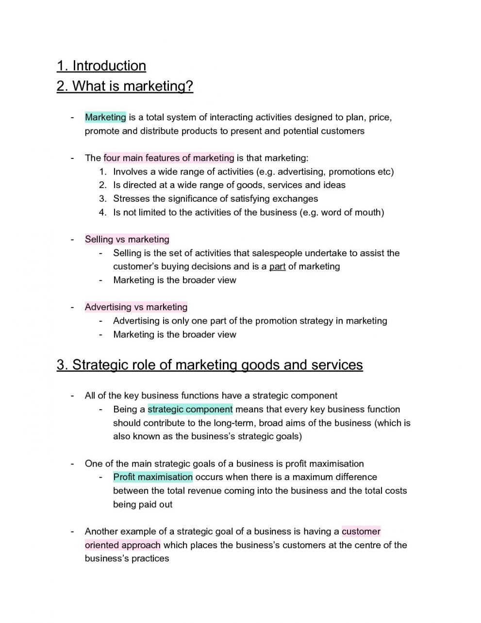 Business Studies – Marketing (HSC Year 12) complete notes | StudyLast