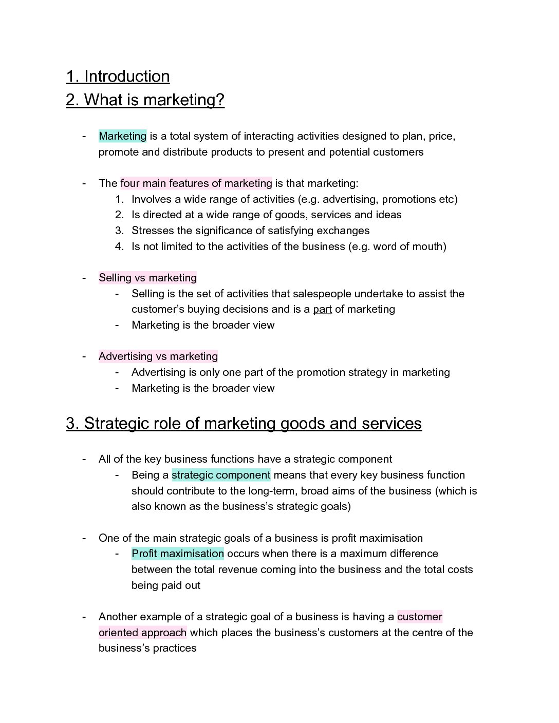 Business Studies – Marketing (HSC Year 12) complete notes | StudyLast