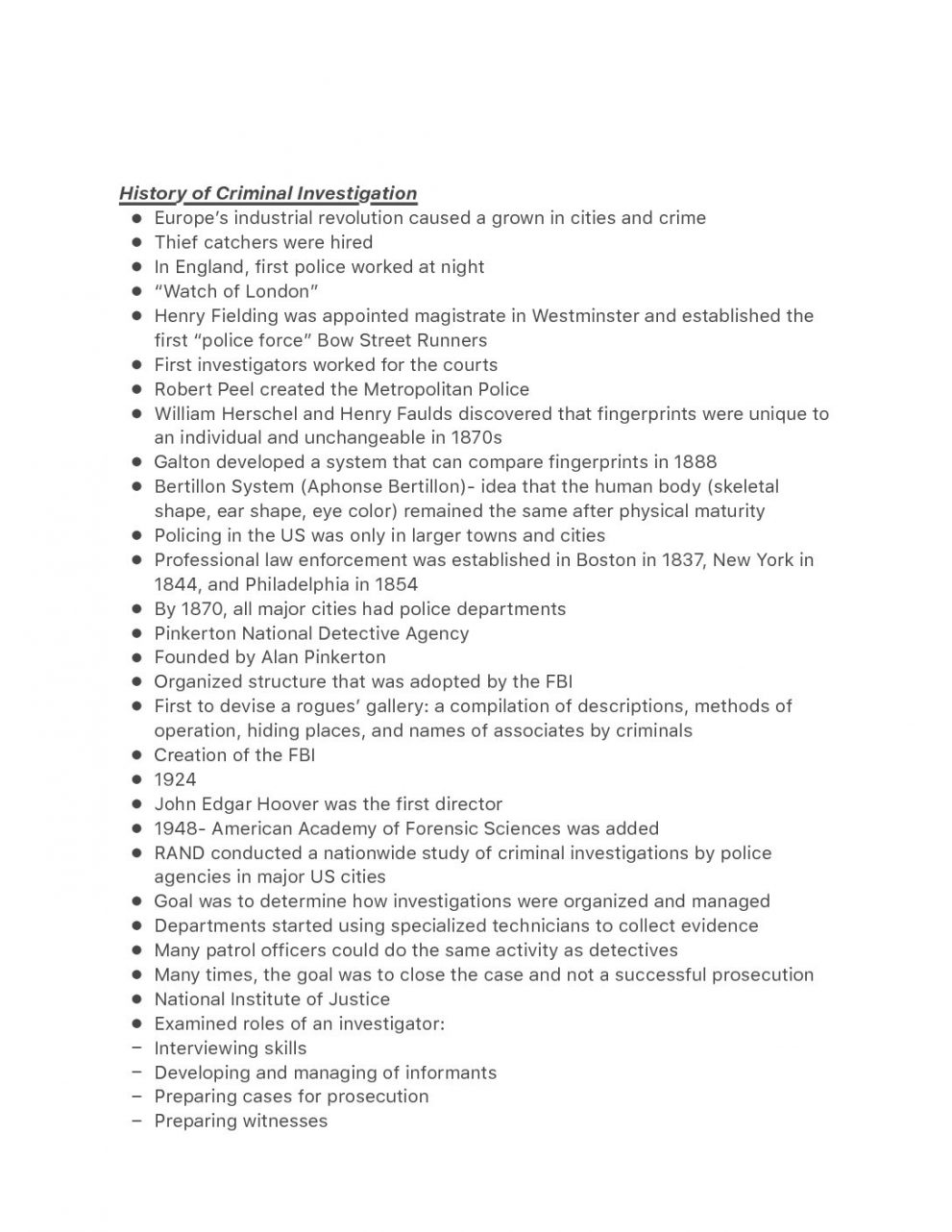 CJUS 4360 Criminal Investigation Full Year Notes StudyLast