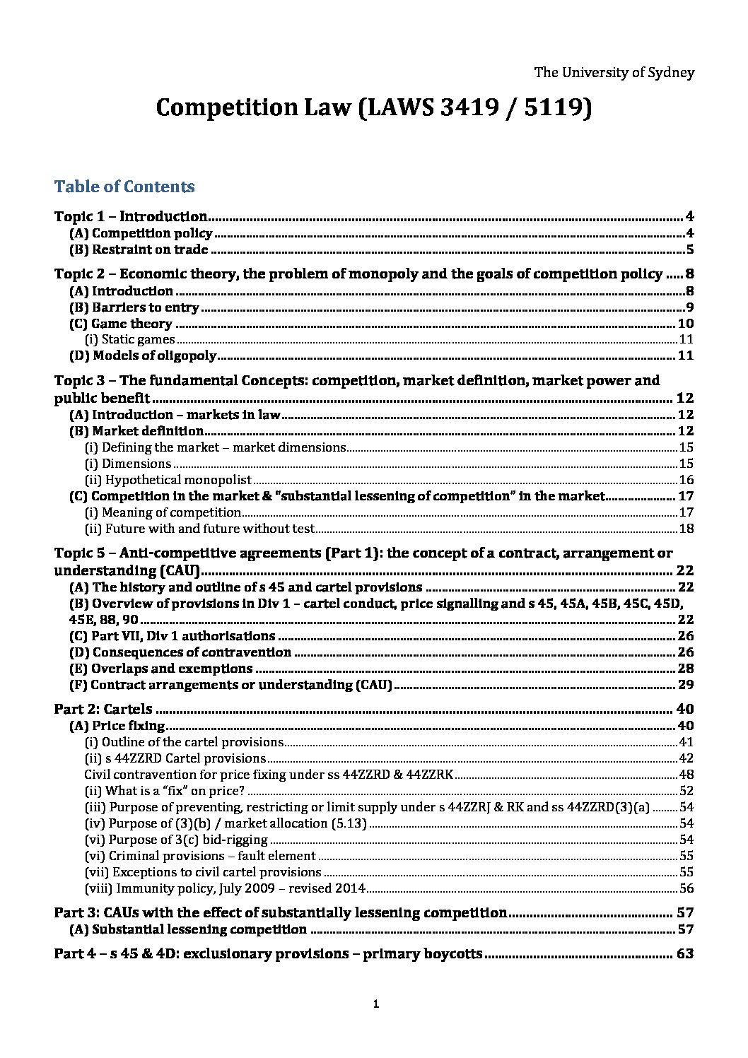 Study Materials For Competition Law LAWS3419 At University Of Sydney study-materials-for-competition-law-laws3419-at-university-of-sydney