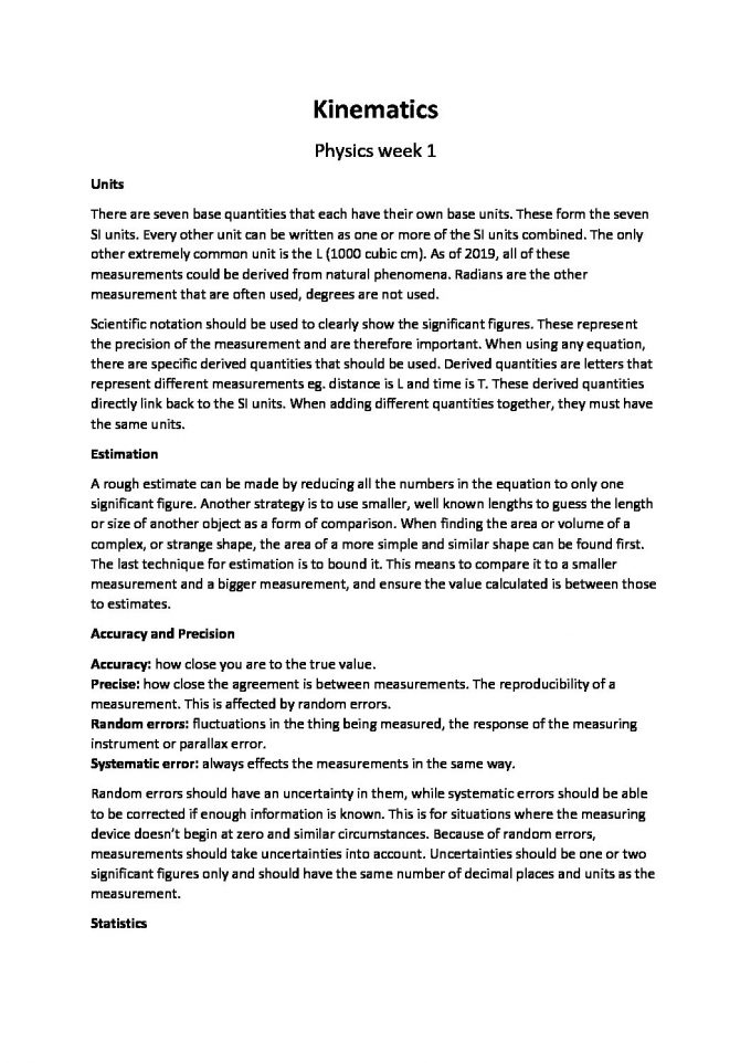 PHYSICS 1100: Physics IA complete notes | StudyLast