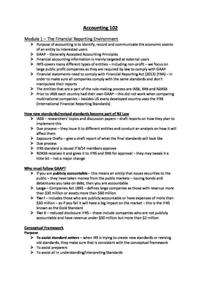 Notes for Accounting Concepts (ACCTG 102) at University of Auckland ...