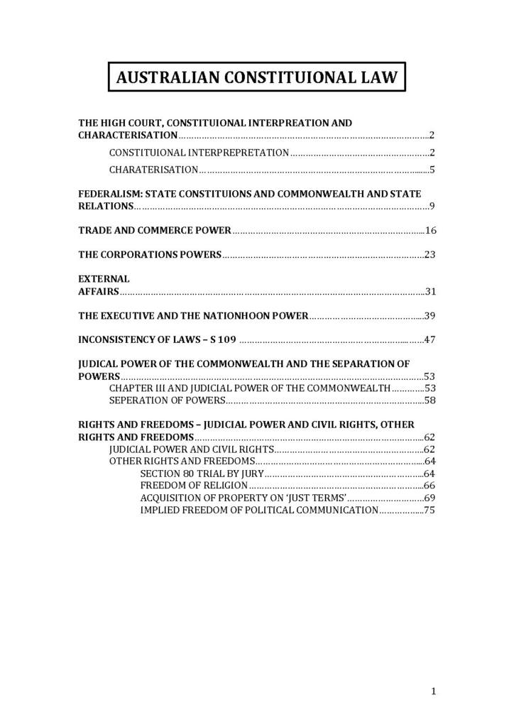 Australian Constitutional Law (70616) notes | StudyLast