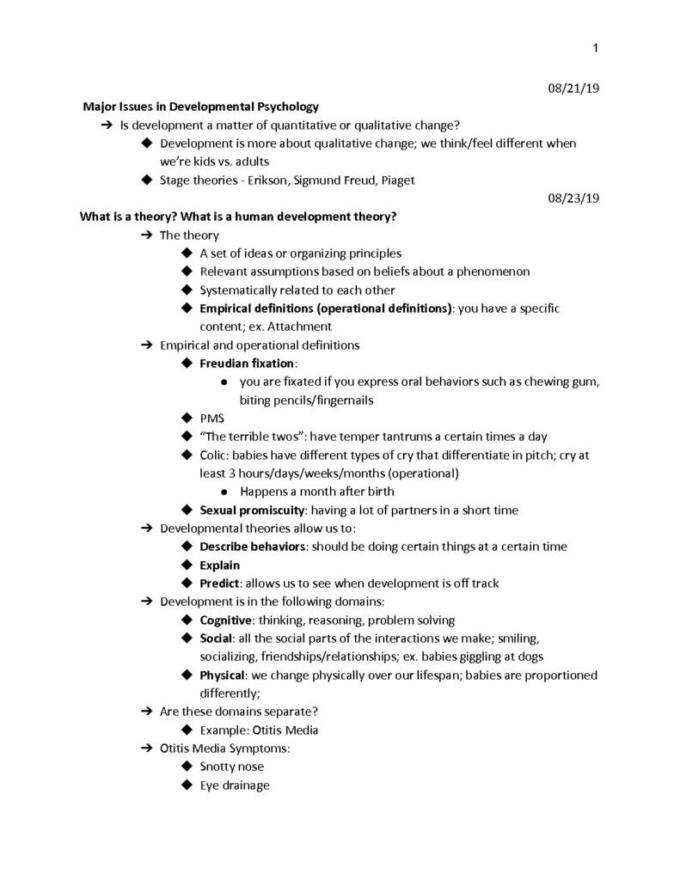 Notes for Developmental Psychology (PSYC 220) at Binghamton University ...