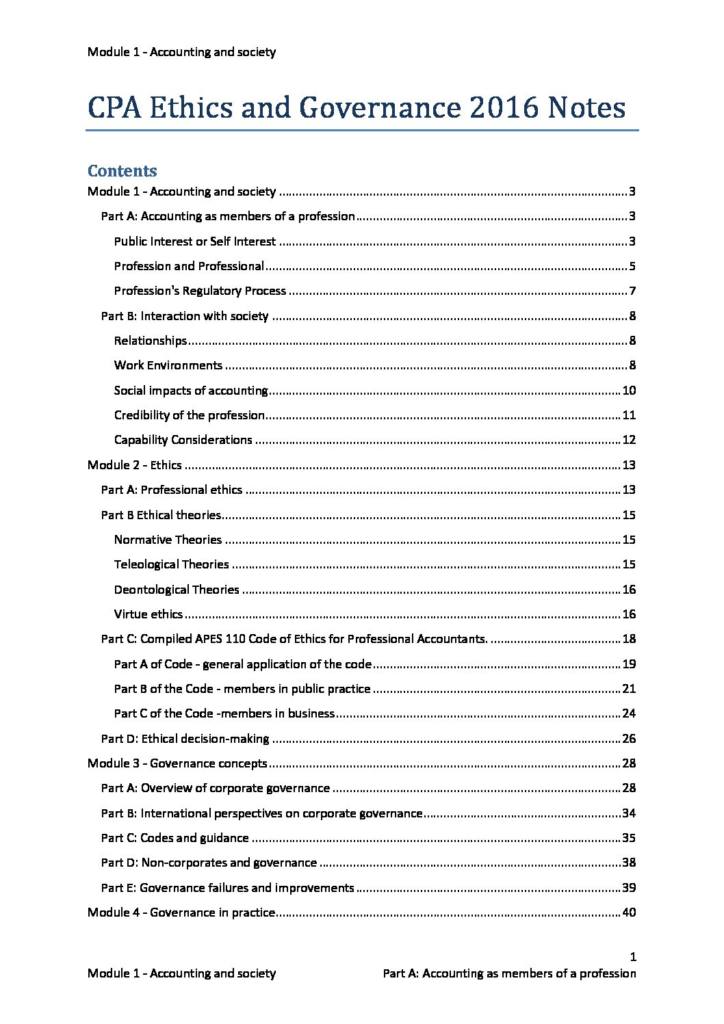Ethics and Governance CPA notes – HD | StudyLast