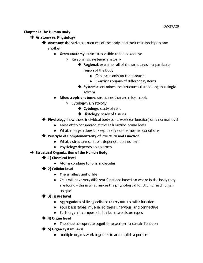 Human Anatomy And Physiology I (BIOL 251) all exam notes | StudyLast