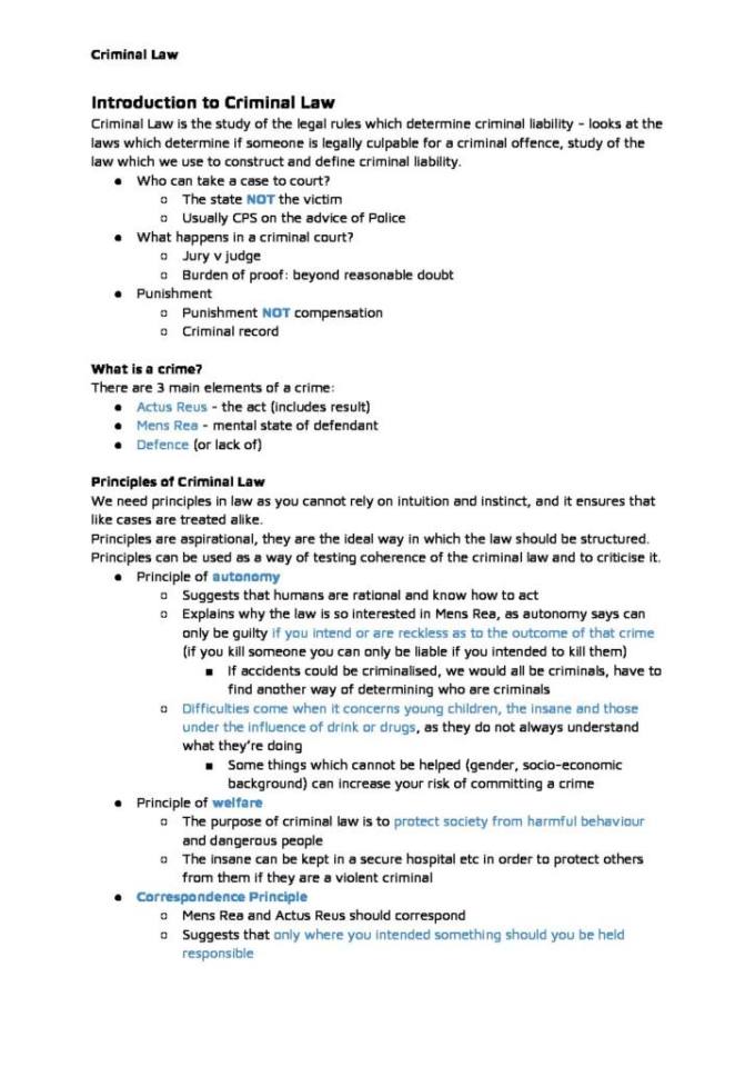 Notes for LLB Law (M100) at Oxford Brookes University | StudyLast