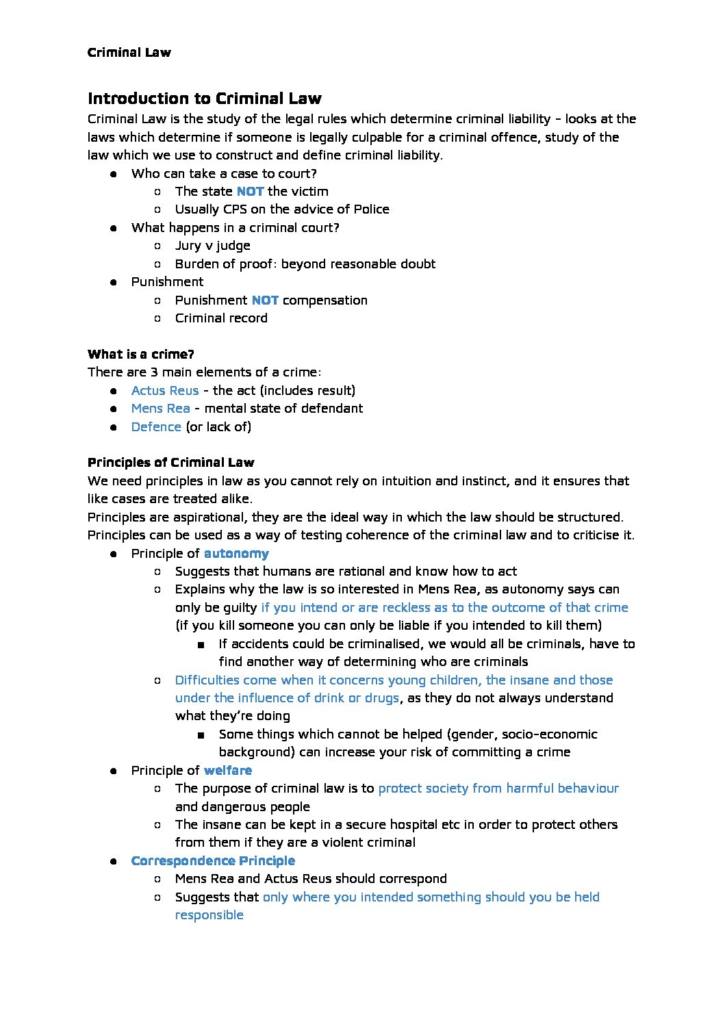 Notes for LLB Law (M100) at Oxford Brookes University | StudyLast