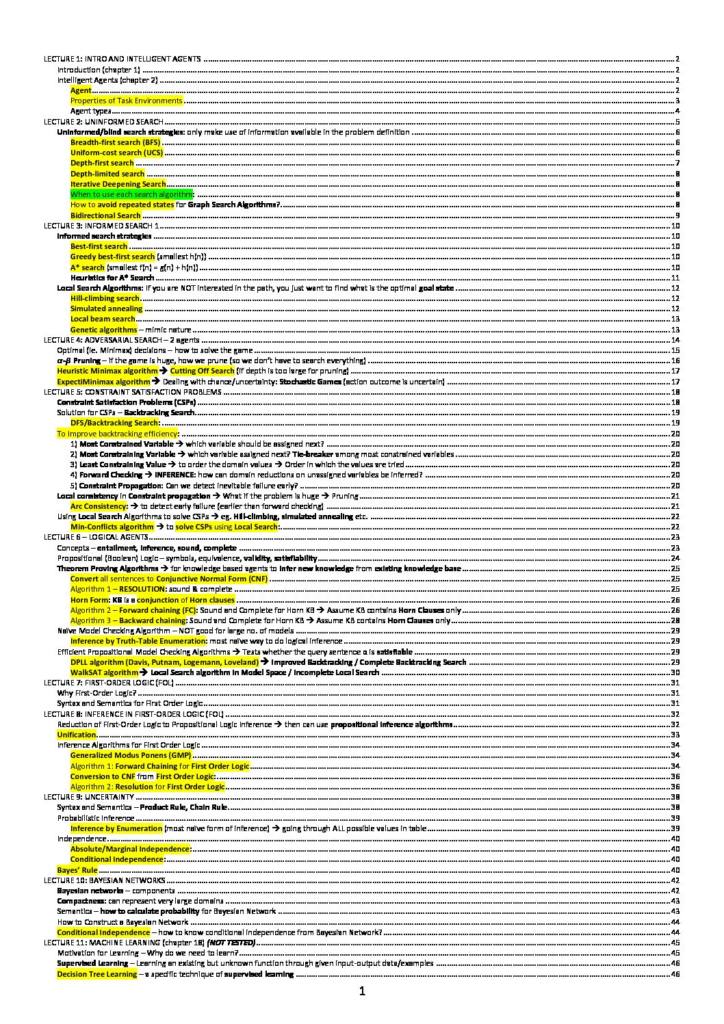 Notes for Introduction to Artificial Intelligence (CS 3600) at Georgia ...