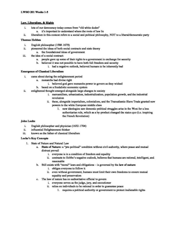 Notes for Introduction to Legal Studies (LWSO 201) at University of ...