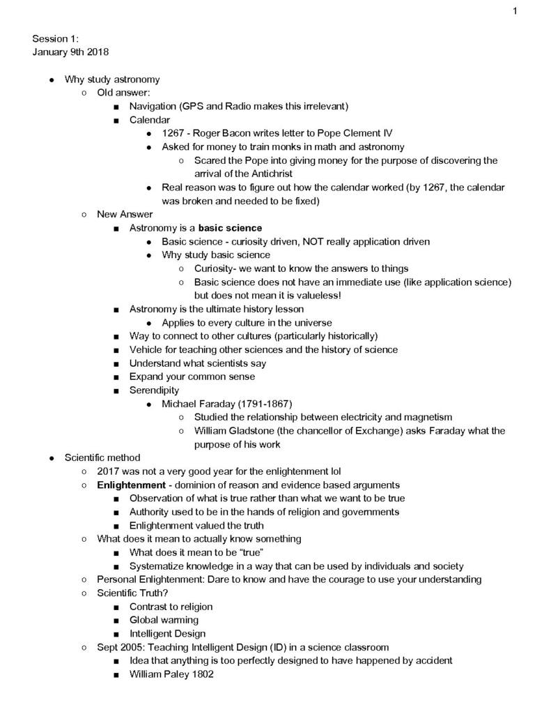 Notes for The Universe (ASTR 100) at University of Southern California ...
