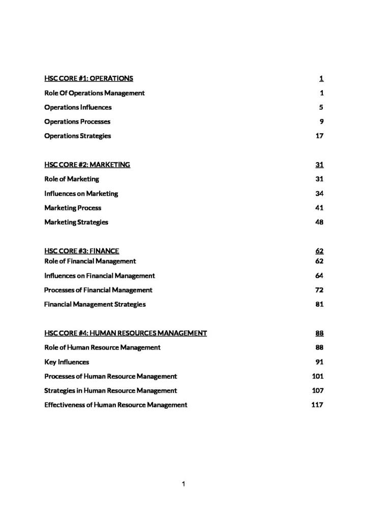 HSC Year 12 Business Studies complete notes – all 4 core modules ...