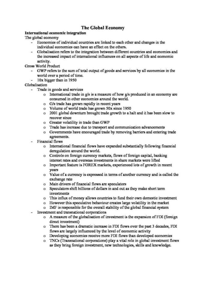 Notes for Economics Year 12 HSC (15110) at Higher School Certificate ...