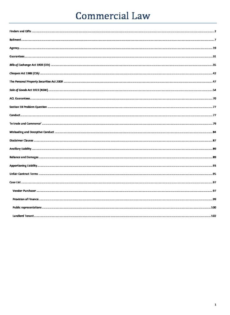 Introduction to Property and Commercial Law (70327) notes | StudyLast