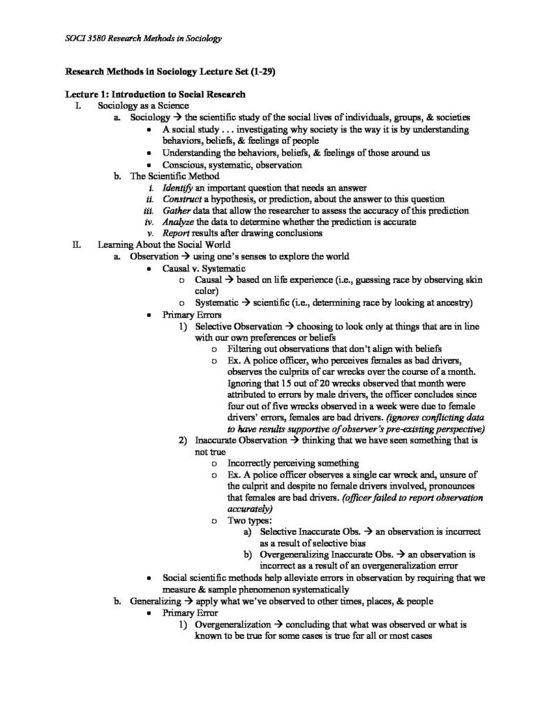 Notes for Research Methods in Sociology (SOCI 3580) at University of ...