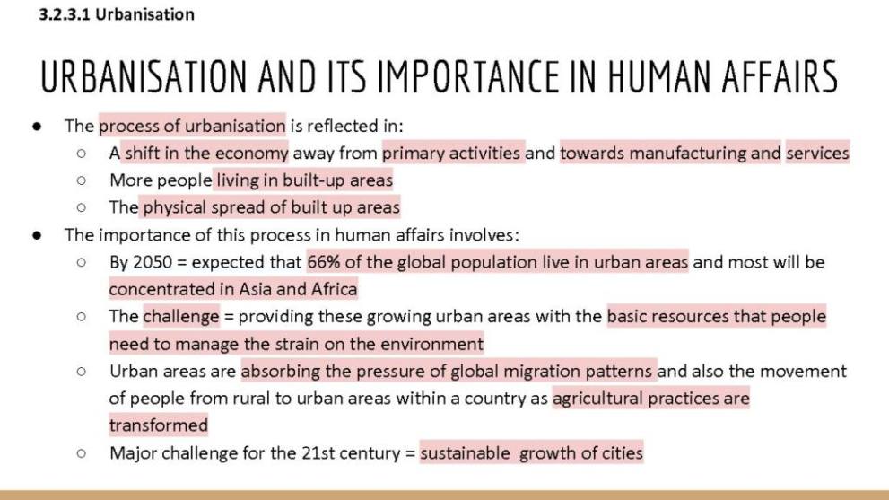 AQA A Level Geography: Contemporary Urban Environments notes | StudyLast