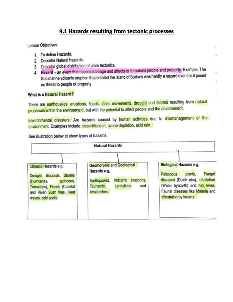 Cambridge A Level Geography Hazardous Environments notes + case studies ...