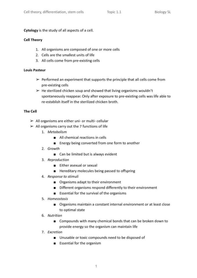 IB Biology SL and HL Topic 1: Cell Biology complete notes | StudyLast IB Biology SL and HL Topic 1: Cell Biology complete notes | StudyLast