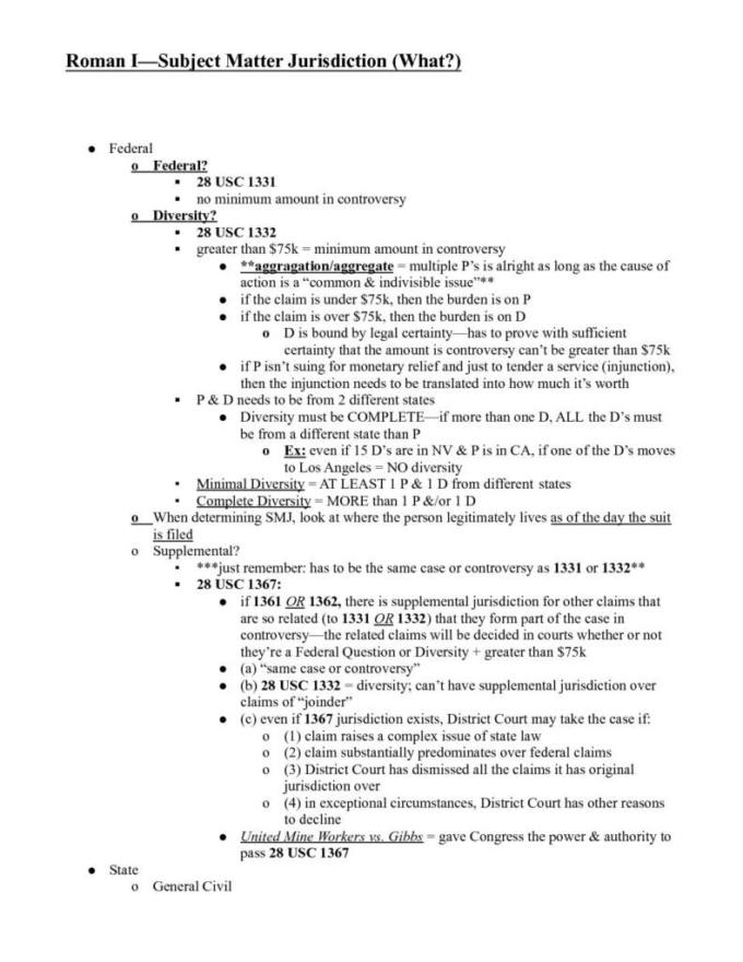 Notes for Civil Procedure (LAW 540) at University of La Verne | StudyLast