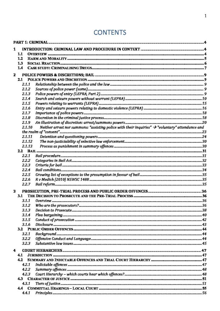 Notes for Civil and Criminal Procedure (LAWS1014) at University of ...