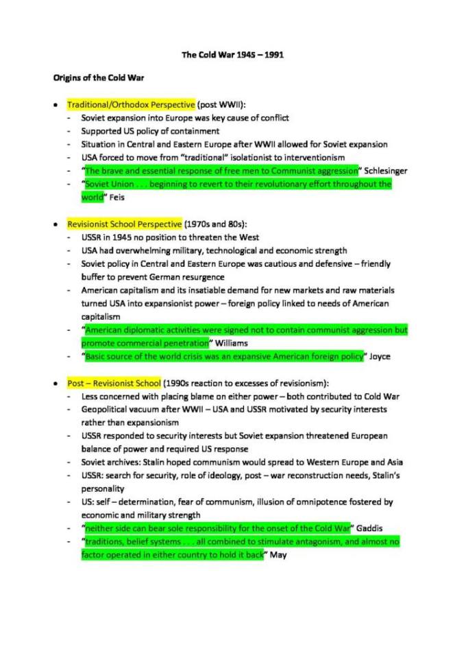 HSC Modern History Cold War summary notes | StudyLast