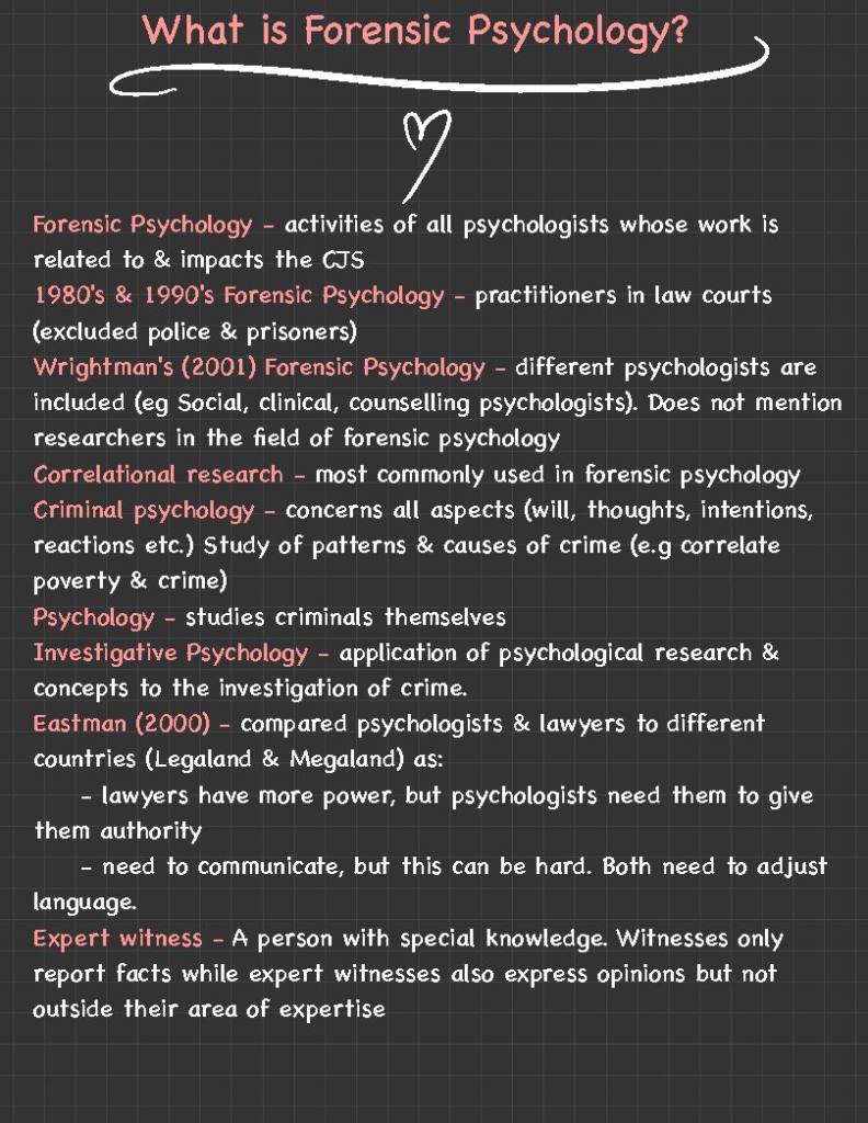 Notes for Introduction to Forensic Psychology (PSYC3060) at University ...