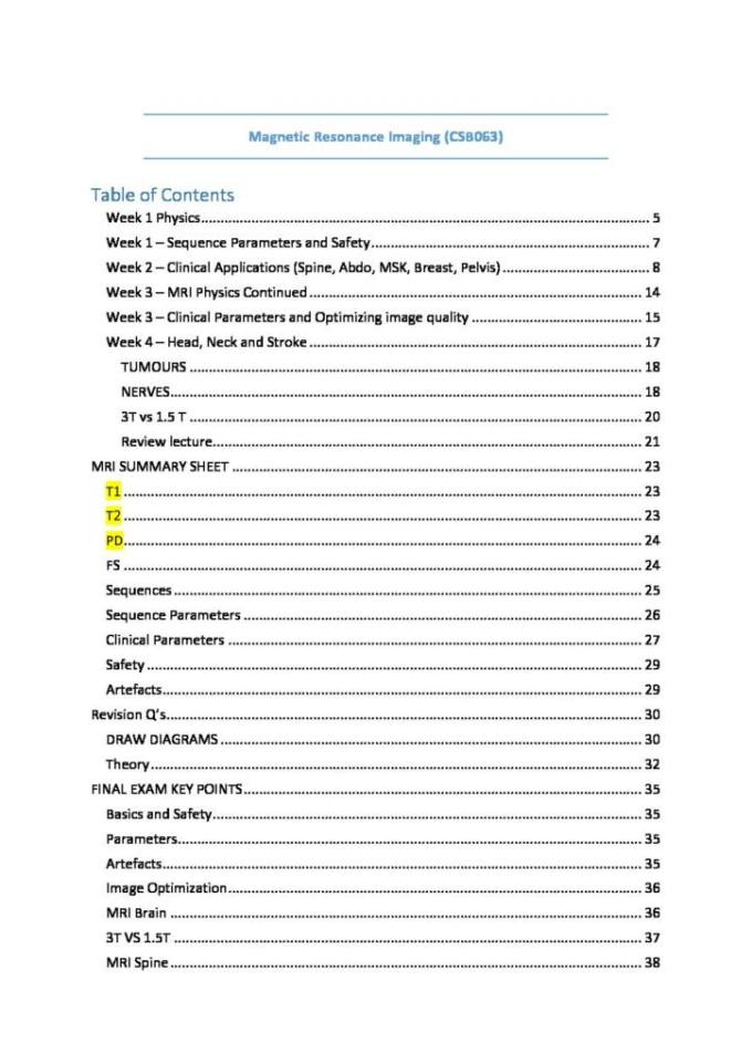 Magnetic Resonance Imaging – MRI (CSB063) full summary and exam notes ...