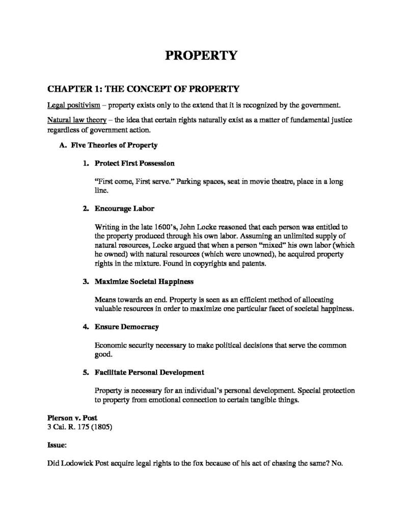 Notes for Property (LAW 505) at Northern Illinois University | StudyLast