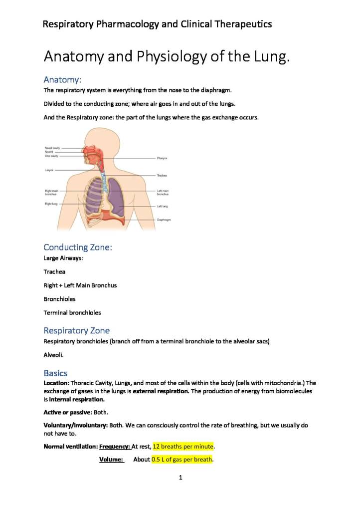 Notes for Respiratory & Gastrointestinal Pharmacology and Clinical ...
