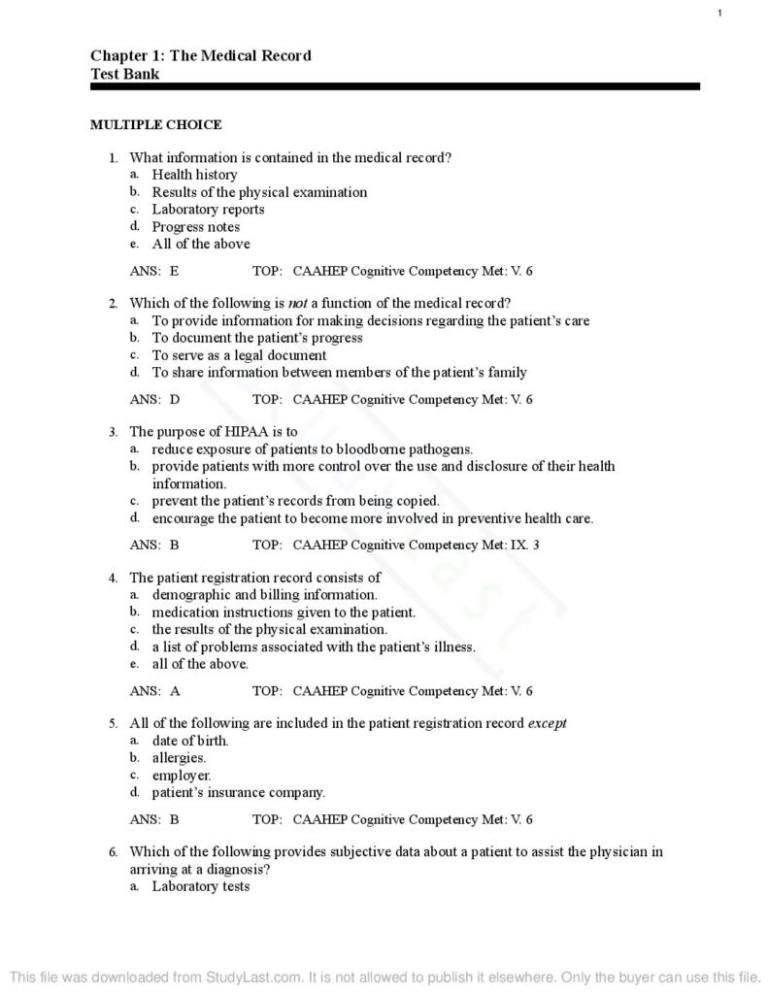 Clinical Procedures for Medical Assistants 9th Edition test bank ...