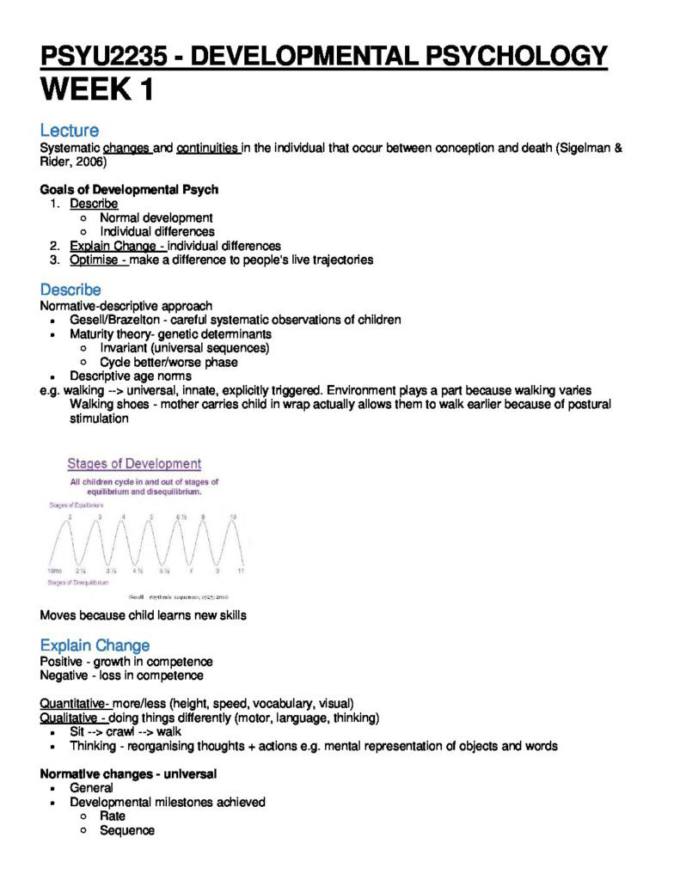 Notes for Developmental Psychology (PSYU2235) at Macquarie University ...