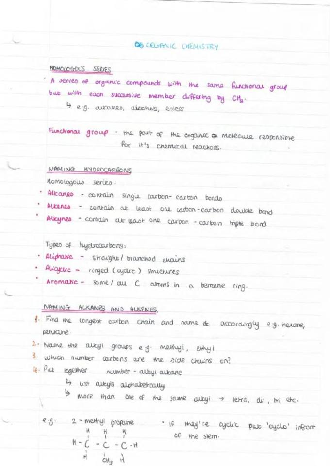 Core Organic Chemistry – OCR Chemistry A Module 4 notes | StudyLast