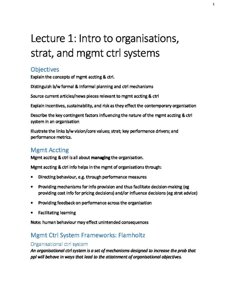 Enterprise Performance Management (ACCT30002) lecture notes | StudyLast Enterprise Performance Management (ACCT30002) lecture notes | StudyLast