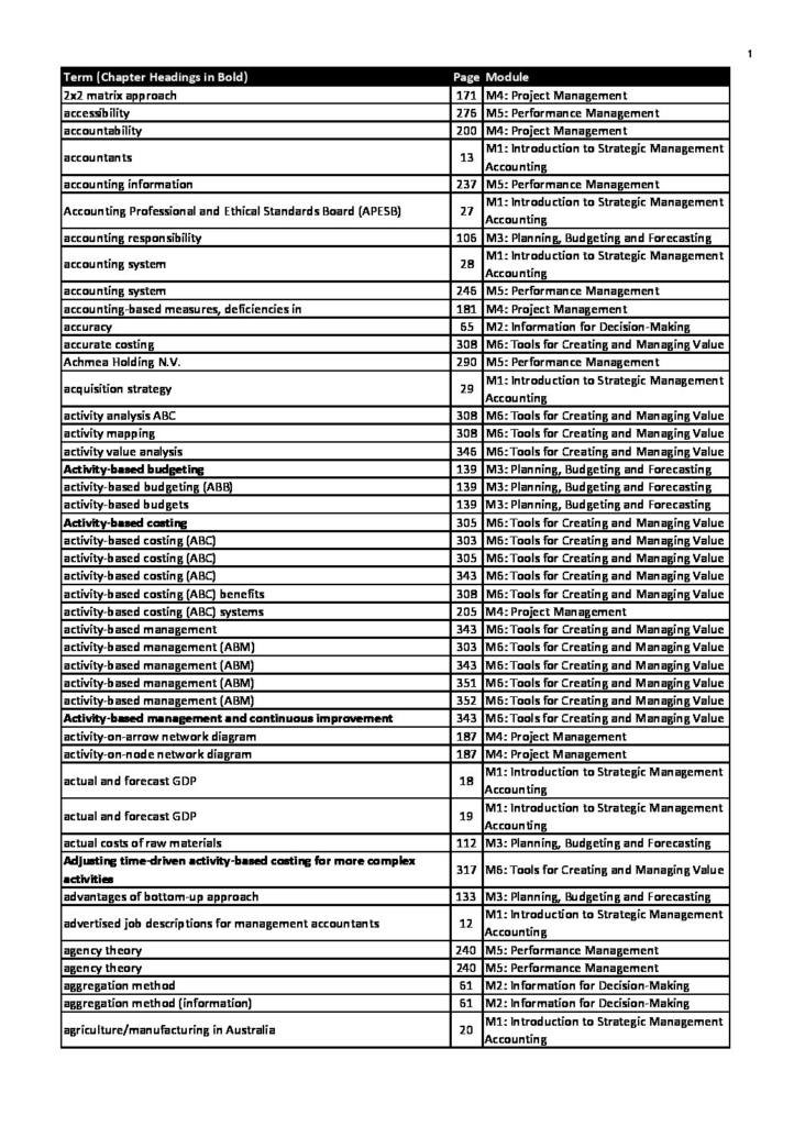 Notes for Strategic Management Accounting (CPA-SMA) at CPA Australia ...