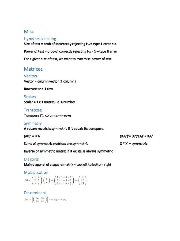 Notes for Econometrics 2 (ECOM30002) at University of Melbourne | StudyLast