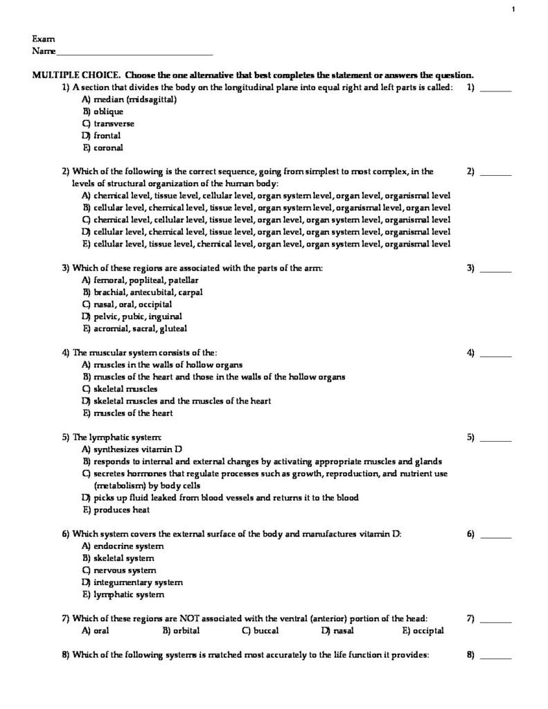 Essentials of Human Anatomy & Physiology 10e test bank | StudyLast
