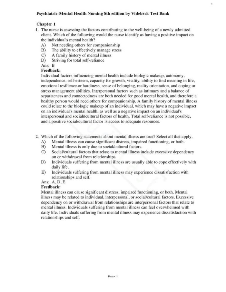 Psychiatric Mental Health Nursing 8th Edition Test Bank StudyLast psychiatric-mental-health-nursing-8th-edition-test-bank-studylast