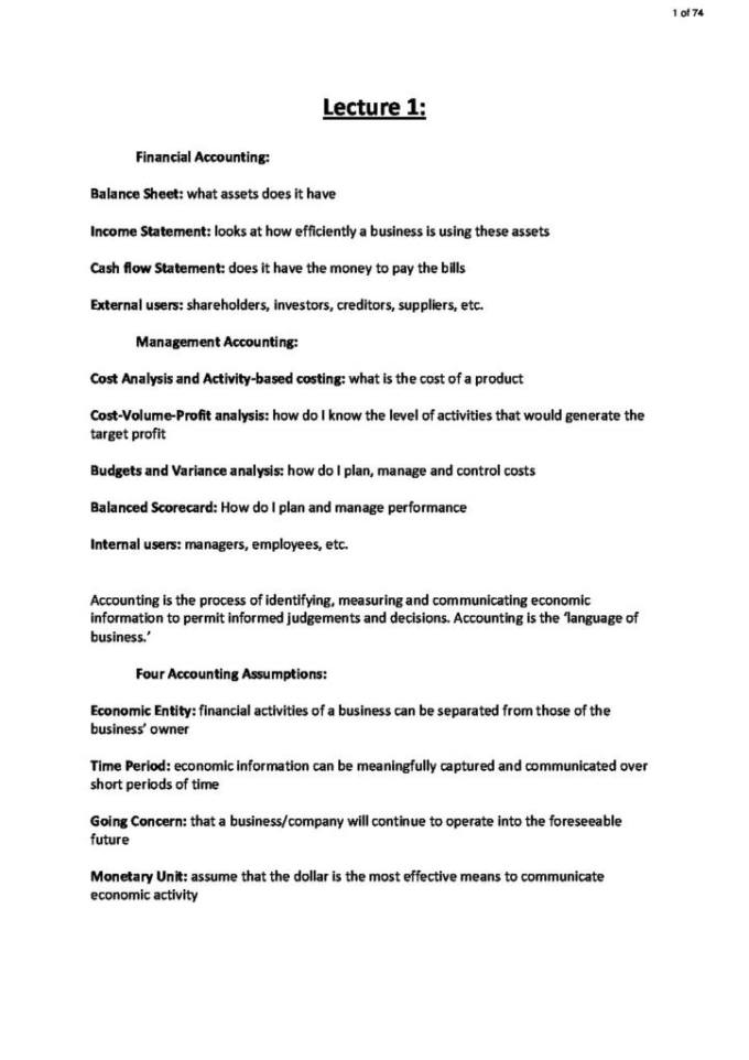 Notes for Introductory Accounting (ACCTING 1002) at University of ...