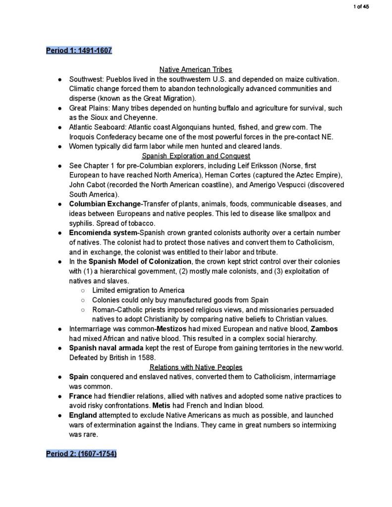 AP US History full summary notes | StudyLast