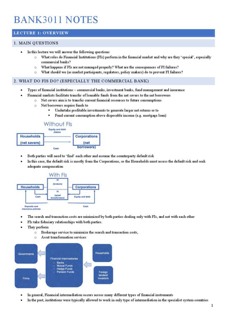 Notes for Bank Financial Management (BANK3011) at University of Sydney ...