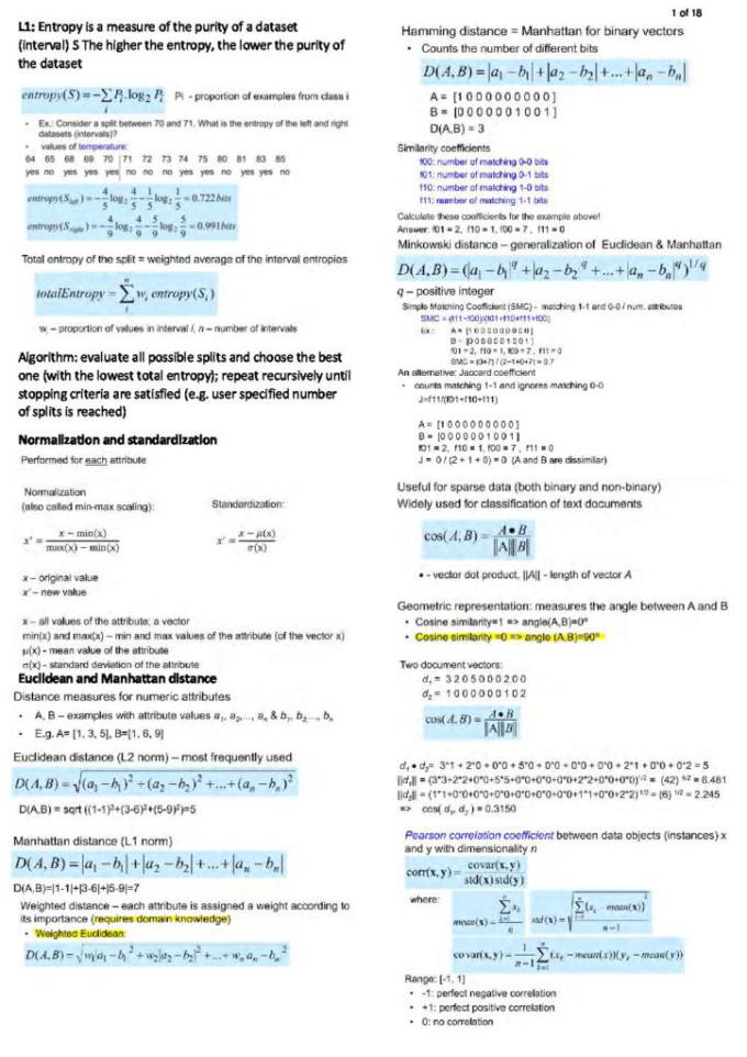Notes for Machine Learning and Data Mining (COMP5318) at University of ...