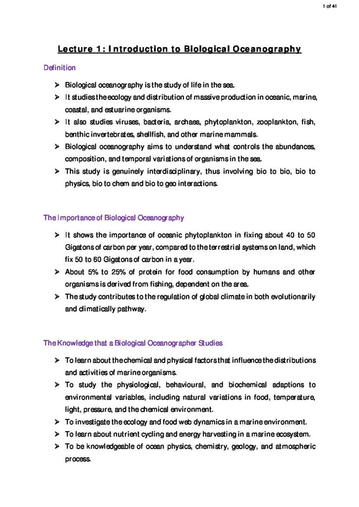 Notes for Biological Oceanography (STA1833) at Universiti Malaysia ...