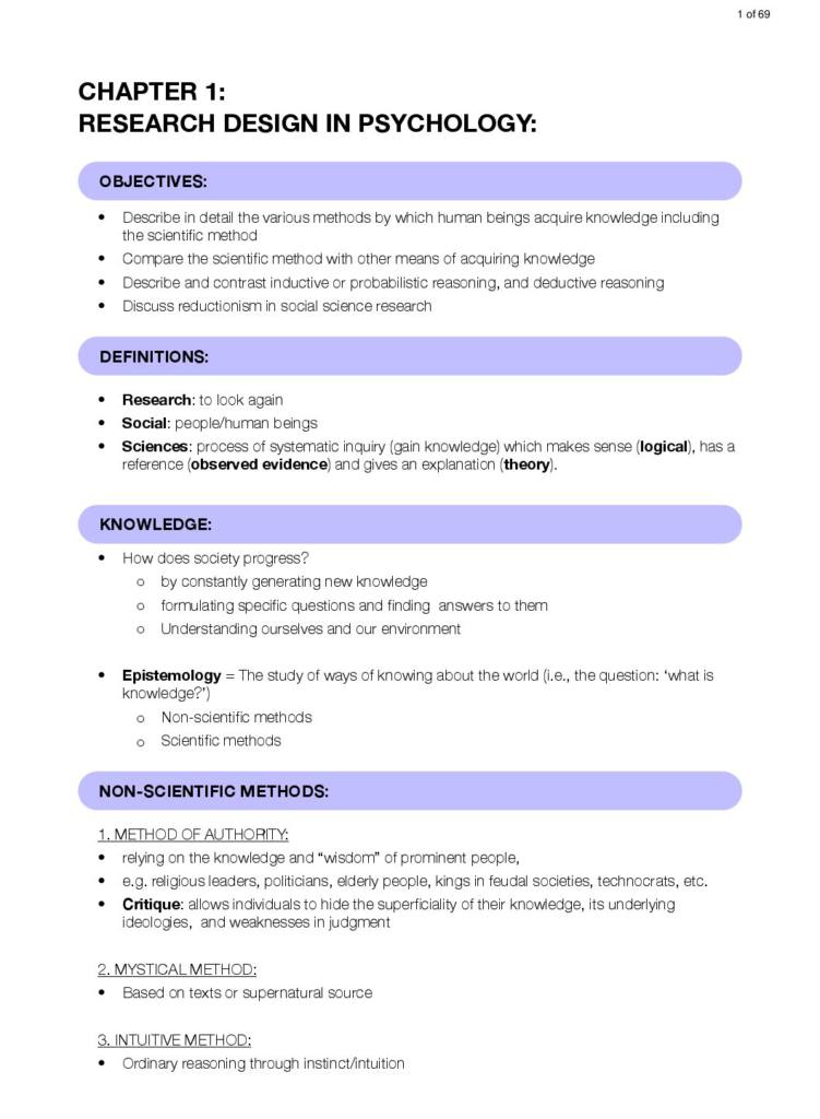 Notes for Research Design in Psychology (Psychology 243) at ...