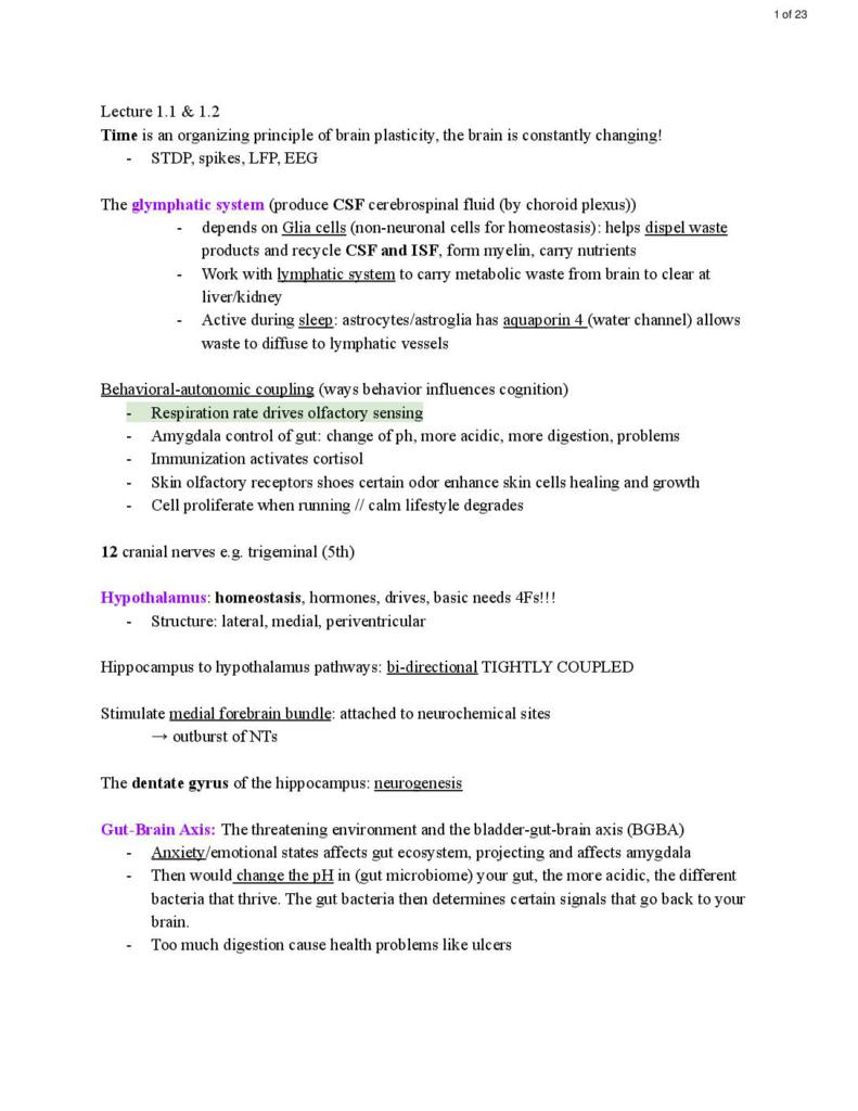Notes for Cognitive Neuroscience (COGS 107C) at University of ...